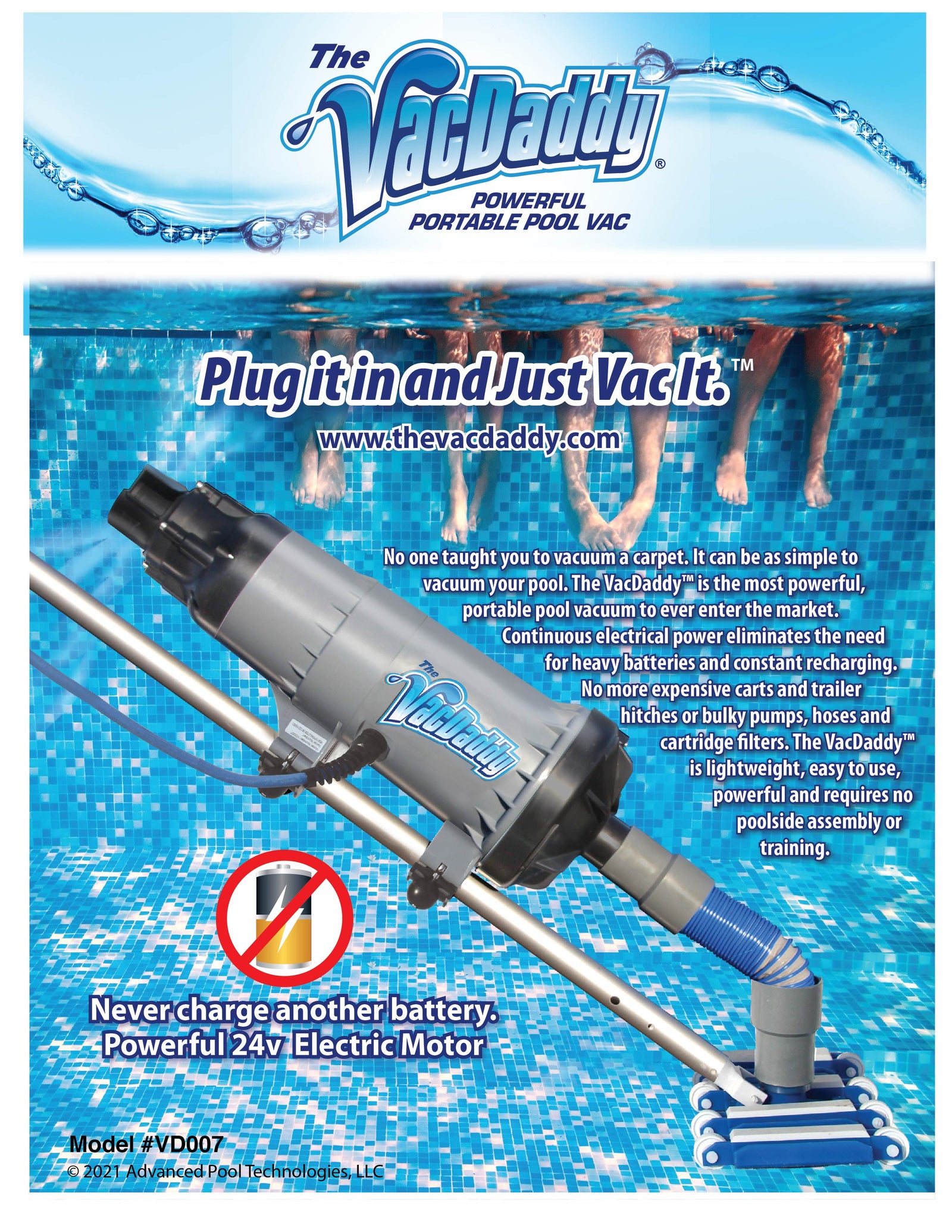 The VacDaddy Basic Bundle with V2W® Kit, Aluminum Adapter Pole, and Al – Ultimate Pool Tools